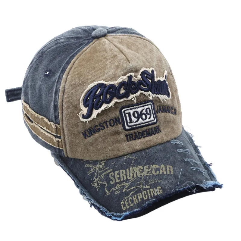 Vintage Washed Old Letter Embroidered Holed Cap - POIZON